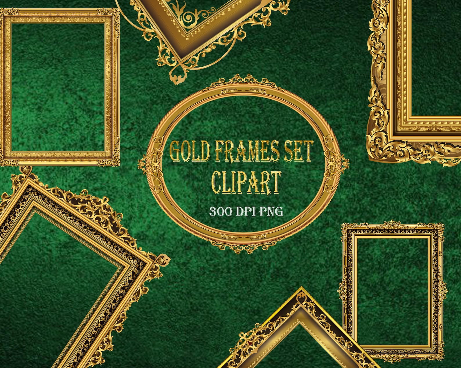 Gold Frames Set Clipart Vintage Antique Ornamental Frames - Etsy