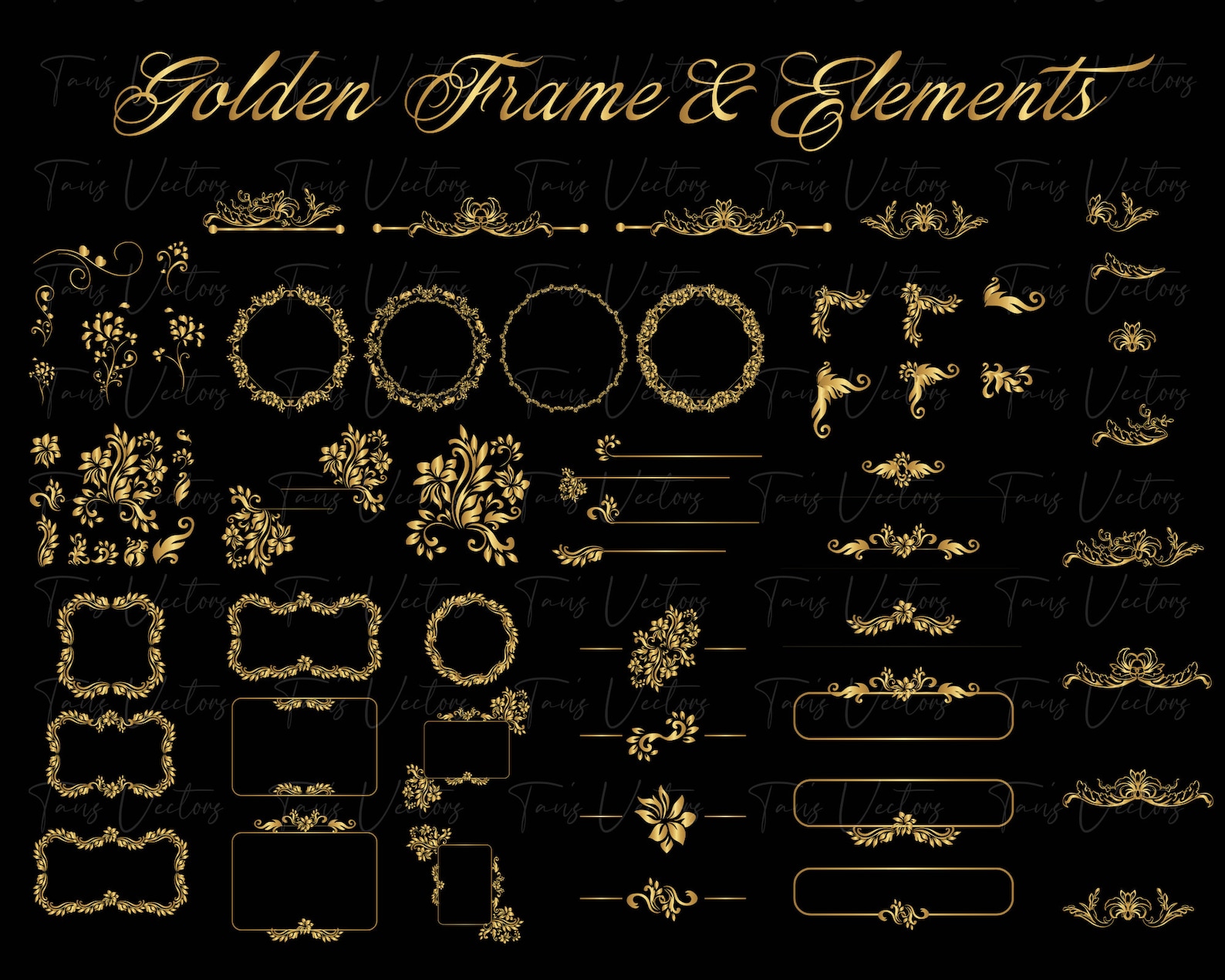 65 Golden Frame and Elements SET Frame Svg Decorative - Etsy