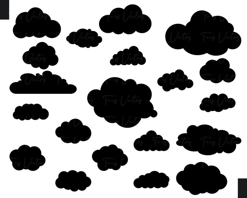 CLOUDS Silhouette Set Clouds Svg Cloud Clipart Cloud Svg - Etsy
