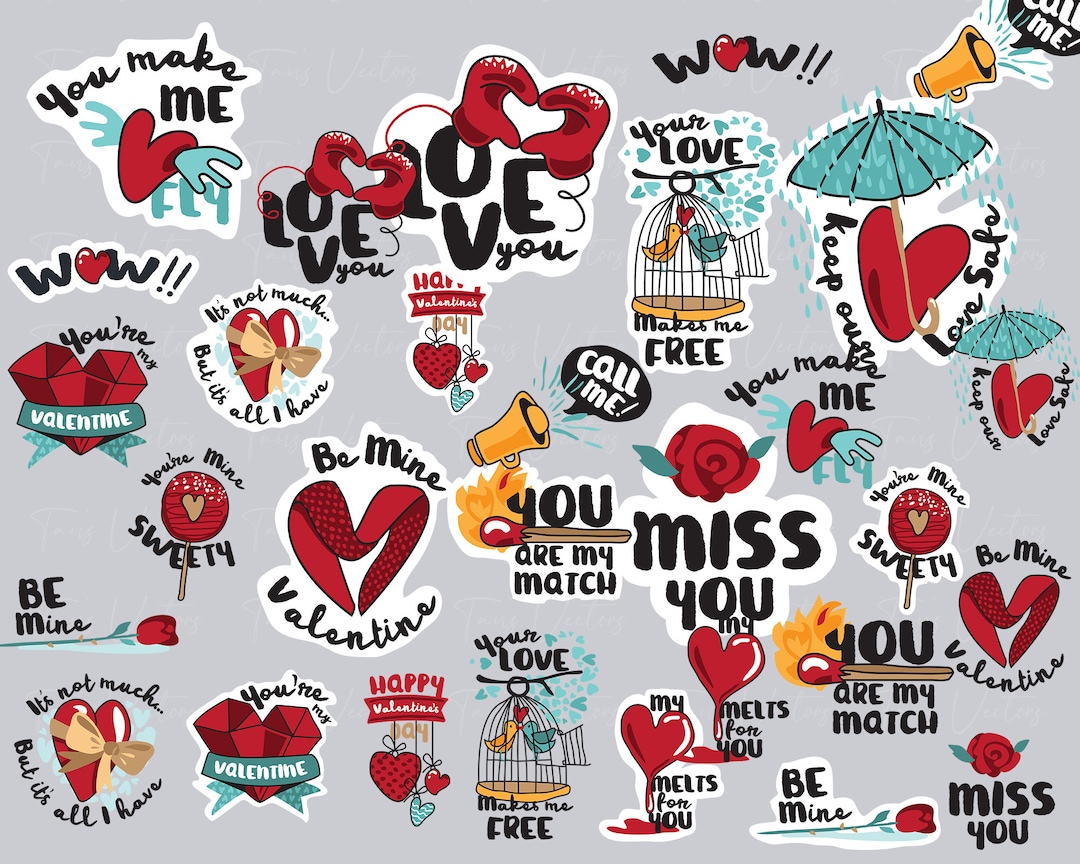 Love Stickers SET 1 - Hand Lettered, Cute Love Sticker Png, Love You ...
