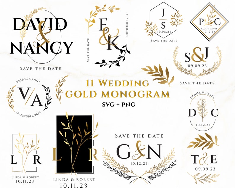 Gold Wedding Monogram SVG Bride Svg Groom Svg Wedding Svg - Etsy