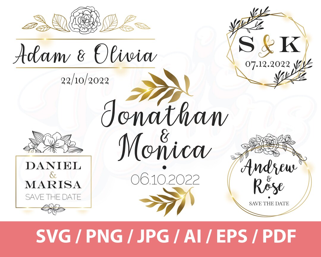 Gold Wedding Monogram SVG, Bride Svg, Groom Svg, Wedding Svg, Wedding ...