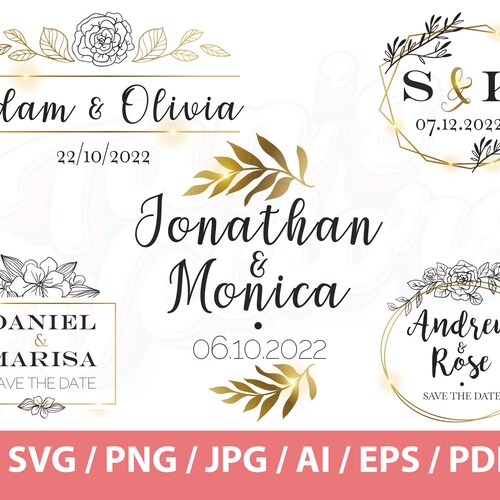 Gold Wedding Monograms Monogram SVG Bride Svg Groom Svg - Etsy