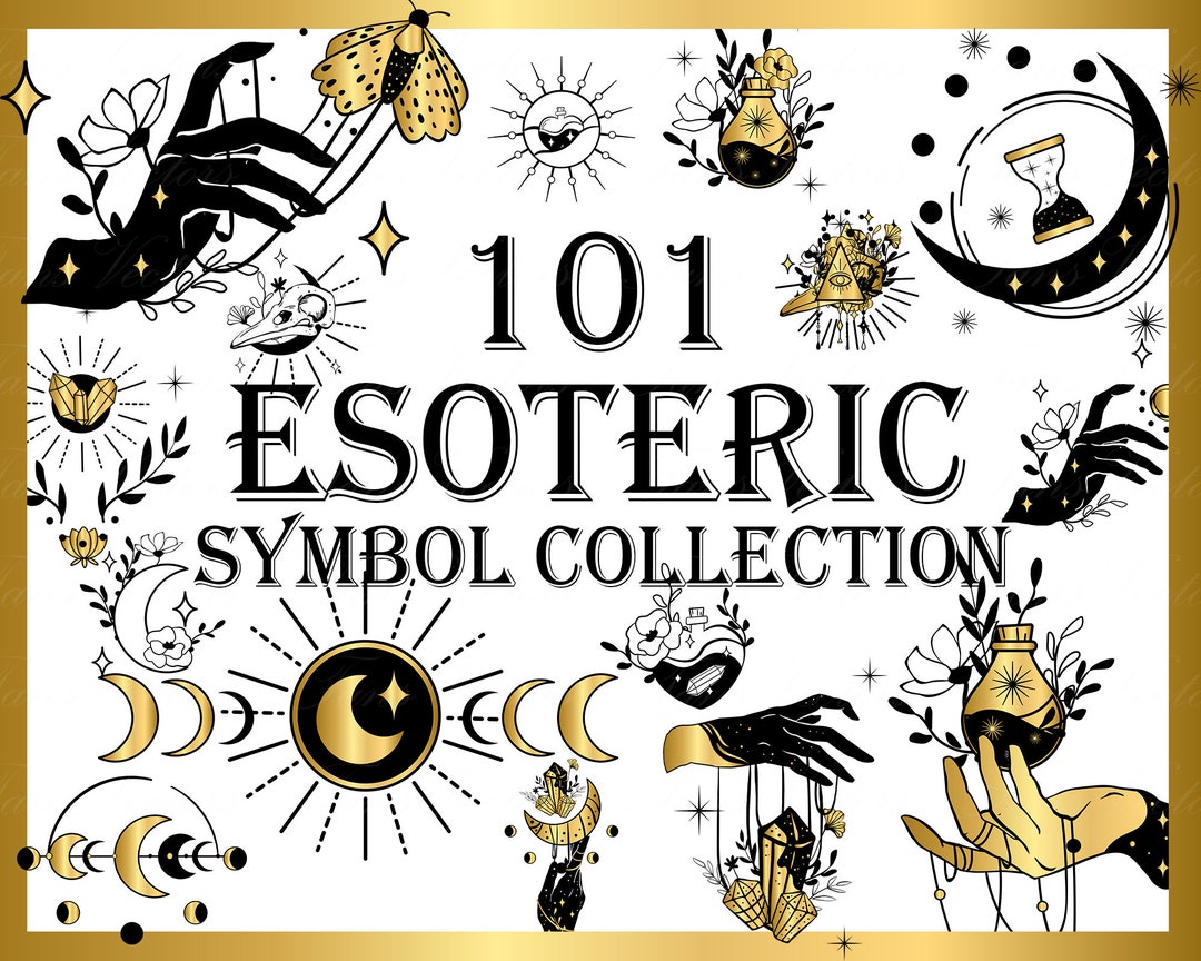 Gold and Black Esoteric Symbols Collection - Tattoo Symbols, Mystical ...
