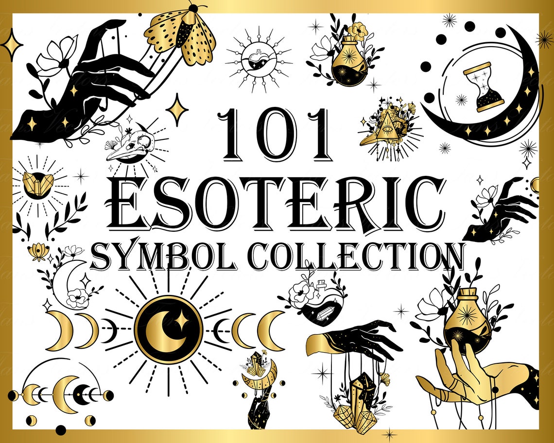 Gold and Black Esoteric Symbols Collection - Tattoo Symbols, Mystical ...