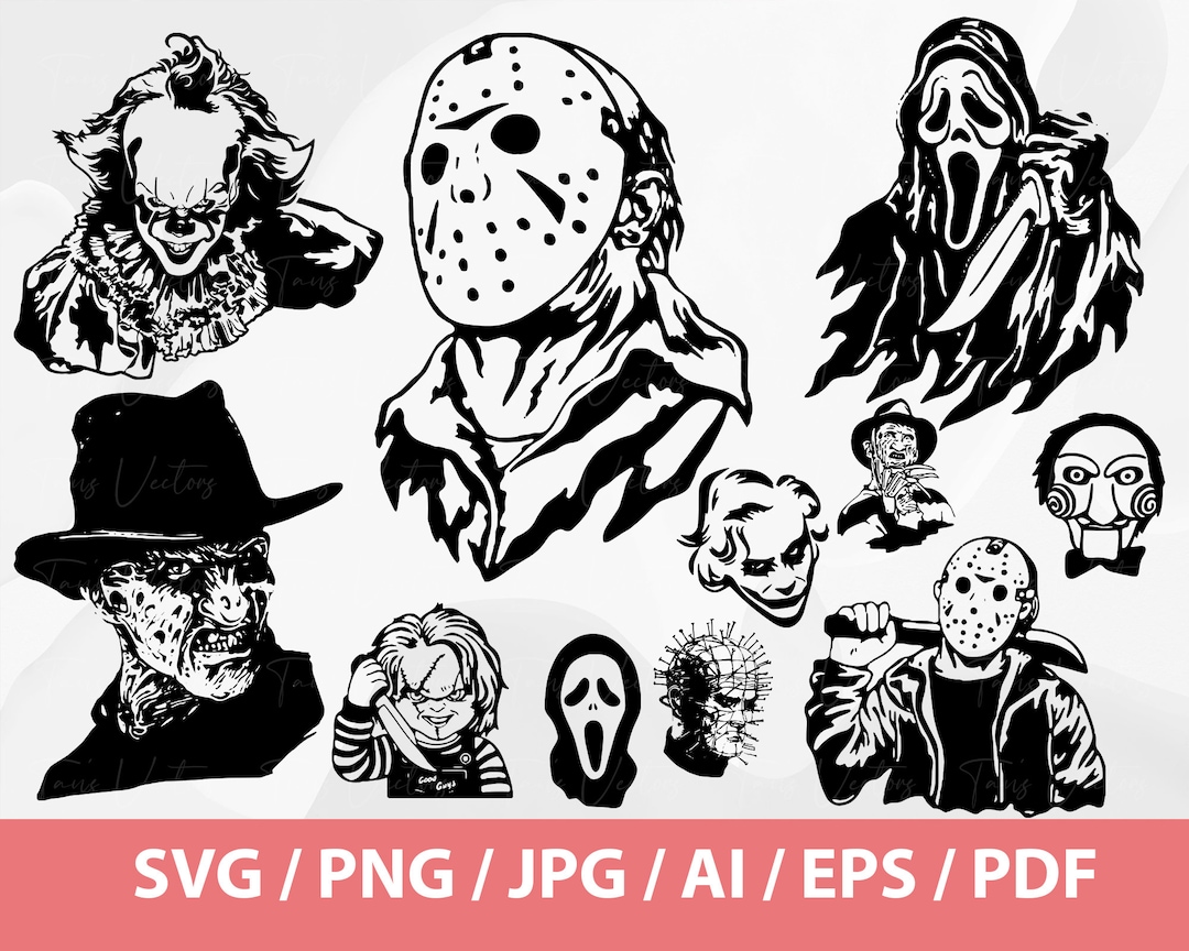 Horror Svg Horror Movie Characters Svg, Horror Friends Svg, Chucky and ...
