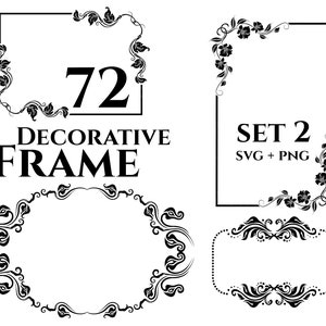 Decorative Frame SVG - Rectangle Frame Svg, Frame Svg, Floral Frame Svg ...