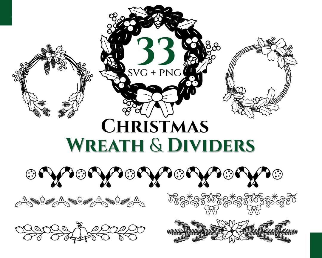 Christmas Wreath & Christmas Dividers SVG - Xmas,holidays,floral ...