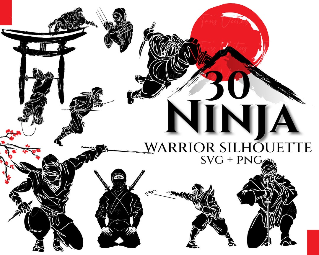 Ninja Warrior Silhouette - Ninja Svg, Ninja Clipart, Ninja Silhouette ...