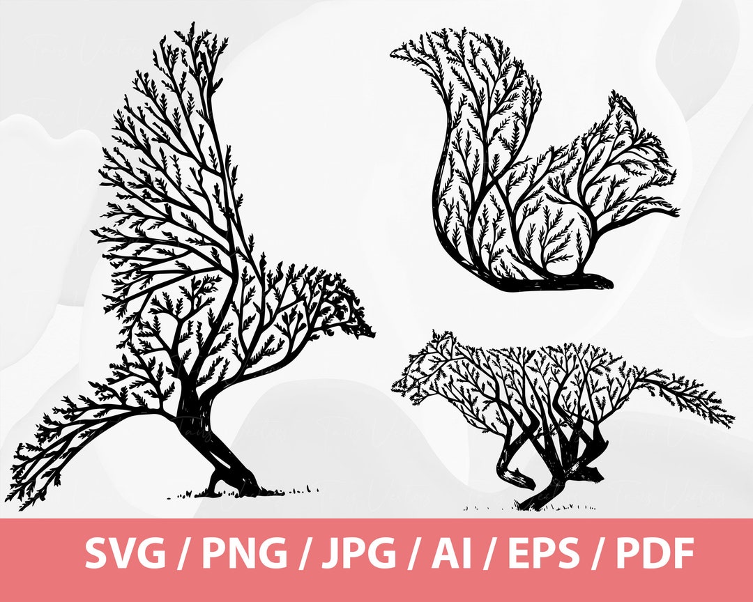 Animals Wall Art Tree Branches Svg - Squirrel Wall Art Tree Branches ...