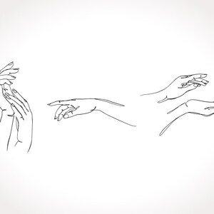 Hand Line Art Collection - Hand Svg, Minimalist Hand, Hand Wall Art ...
