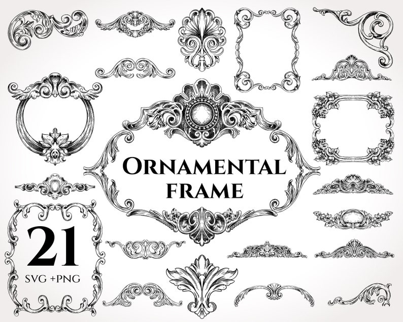 Ornamental Frame SVG Decorative Frame Svg Wedding Frame - Etsy