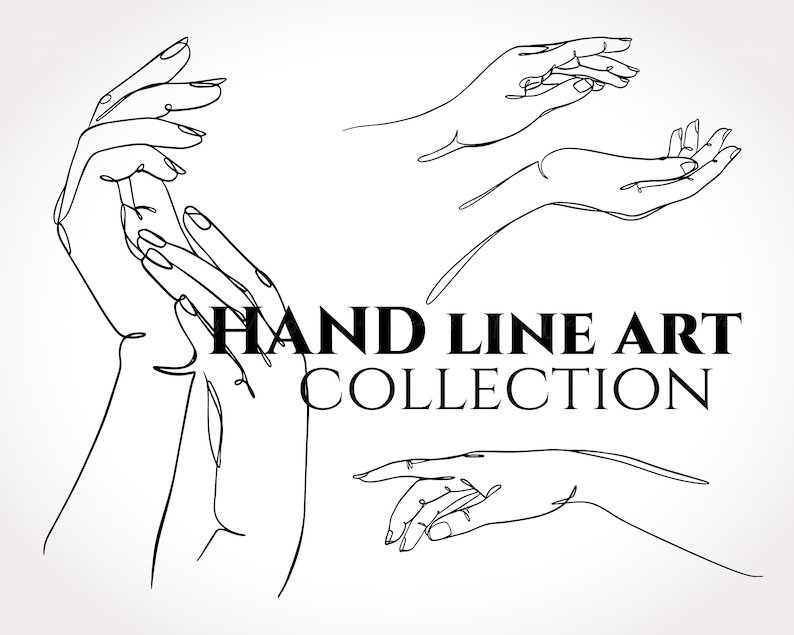Hand Line Art Collection Hand Svg Minimalist Hand Hand - Etsy