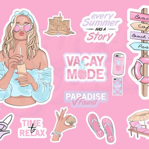Vacation Stickers Set - Every Summer Has a Story, Vacay Mode, Girl ...