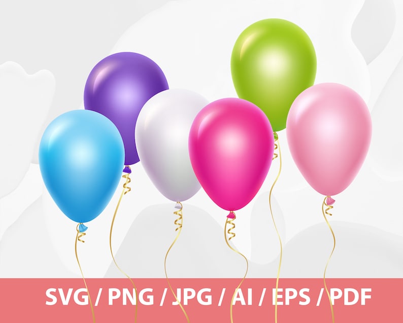 Balloons Clipart Party Clip Art Balloons in Single and - Etsy