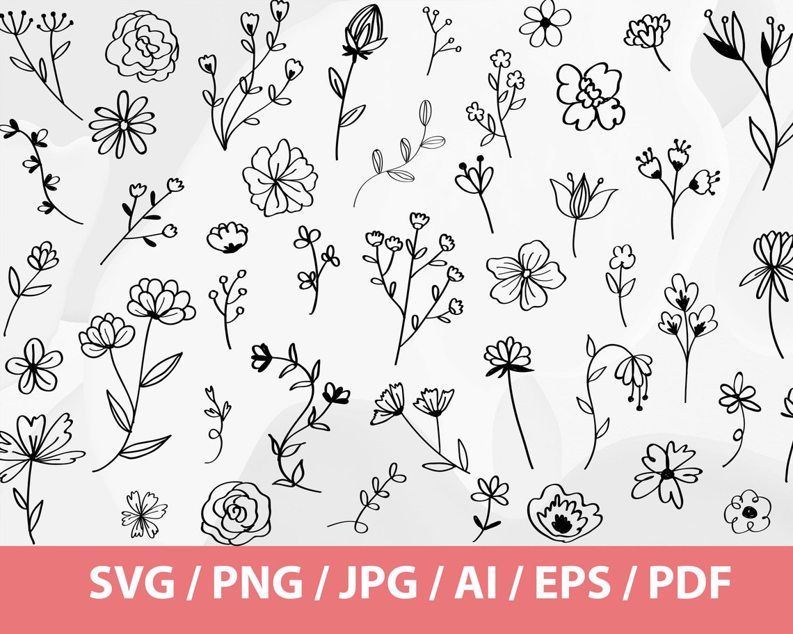 Botanical Svg Flower Svg Botanical Clipart Flower Clipart - Etsy
