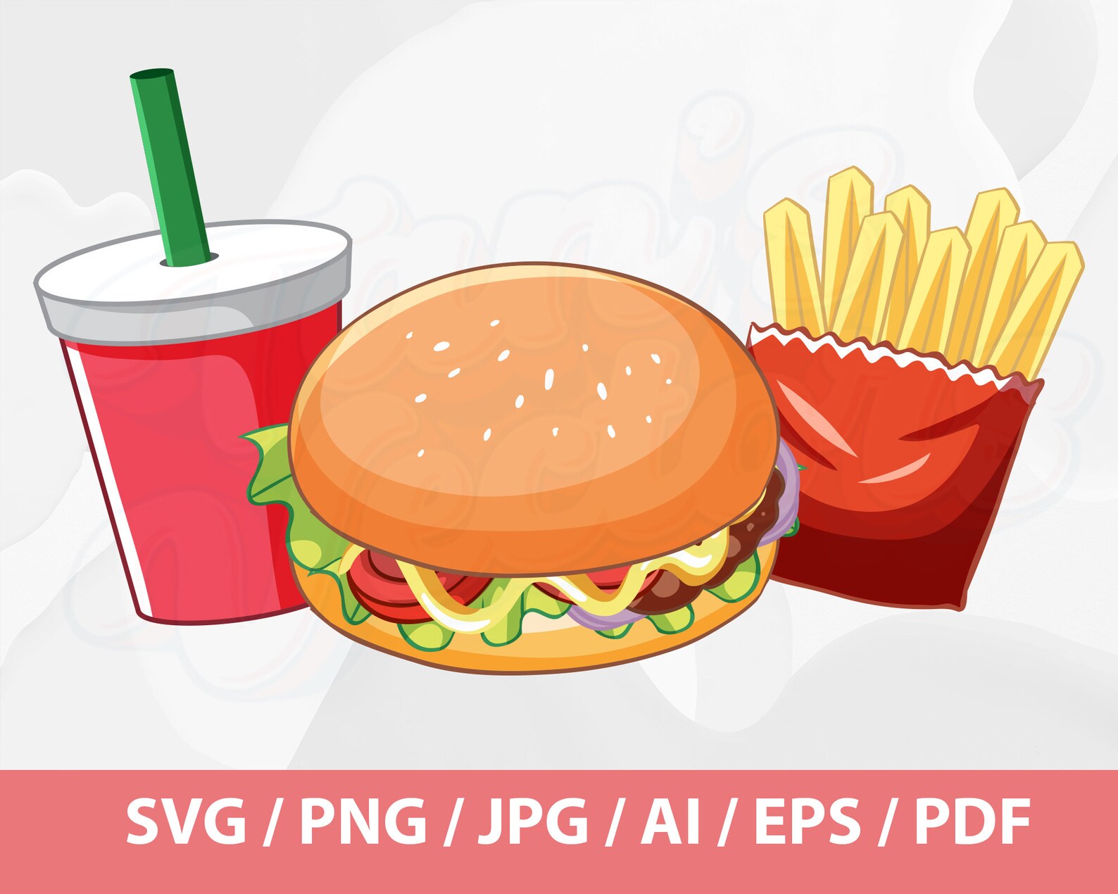 Fast Food Set SVG Burger Svg French Fries Png Drink Cup - Etsy
