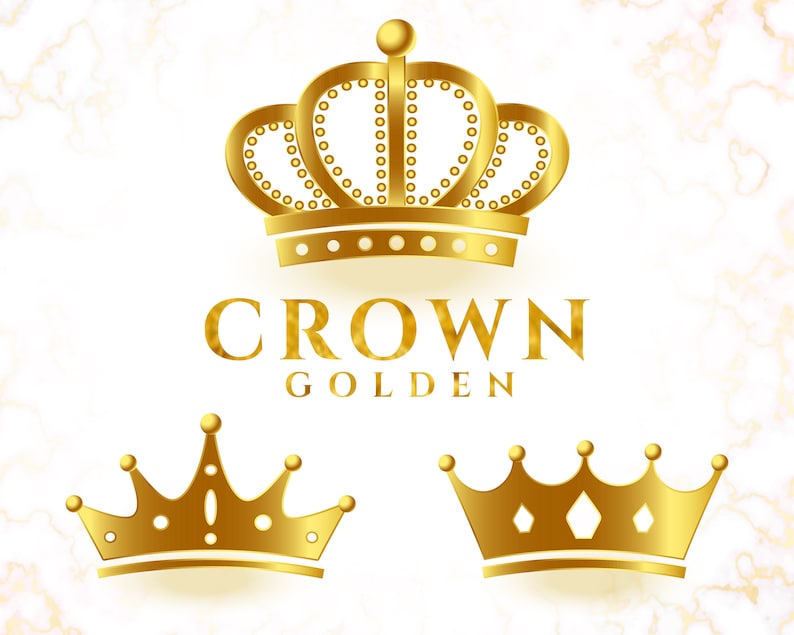 Golden Crown Set Gold Crowns Clipart Royal Crown Svg Gold - Etsy