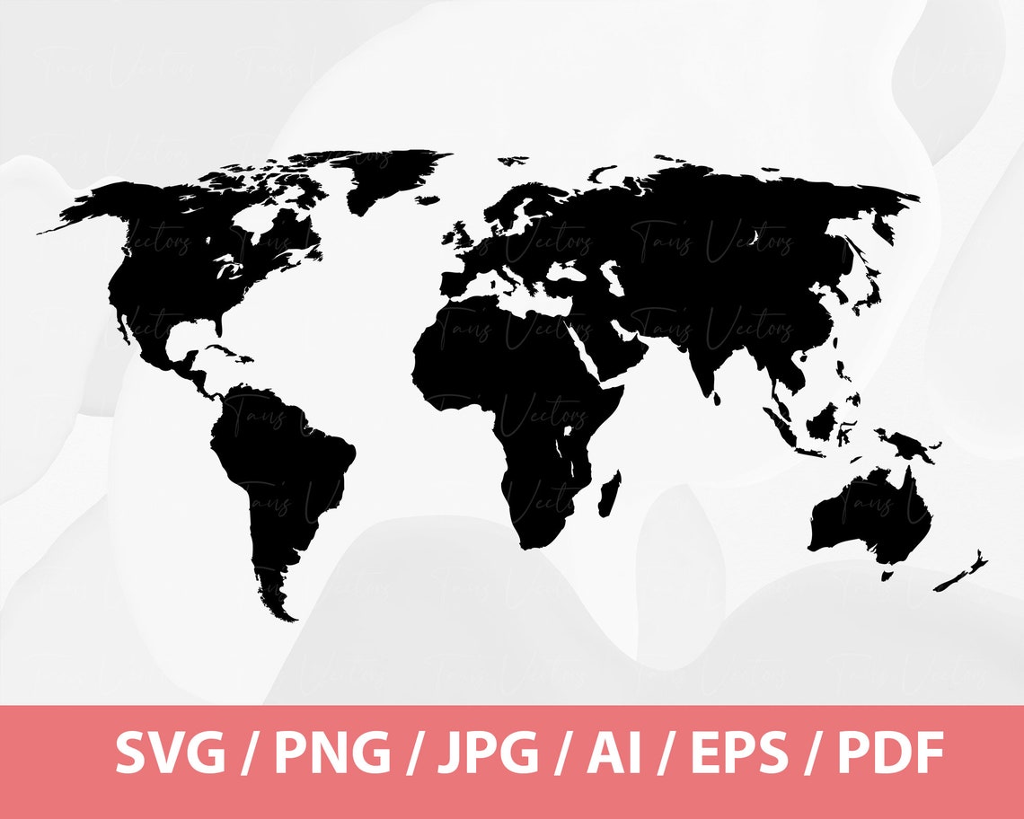 World Maps Collection SVG World Map SVG World SVG Travel - Etsy UK