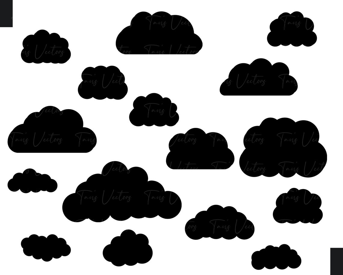 CLOUDS Silhouette Set Clouds Svg Cloud Clipart Cloud Svg - Etsy