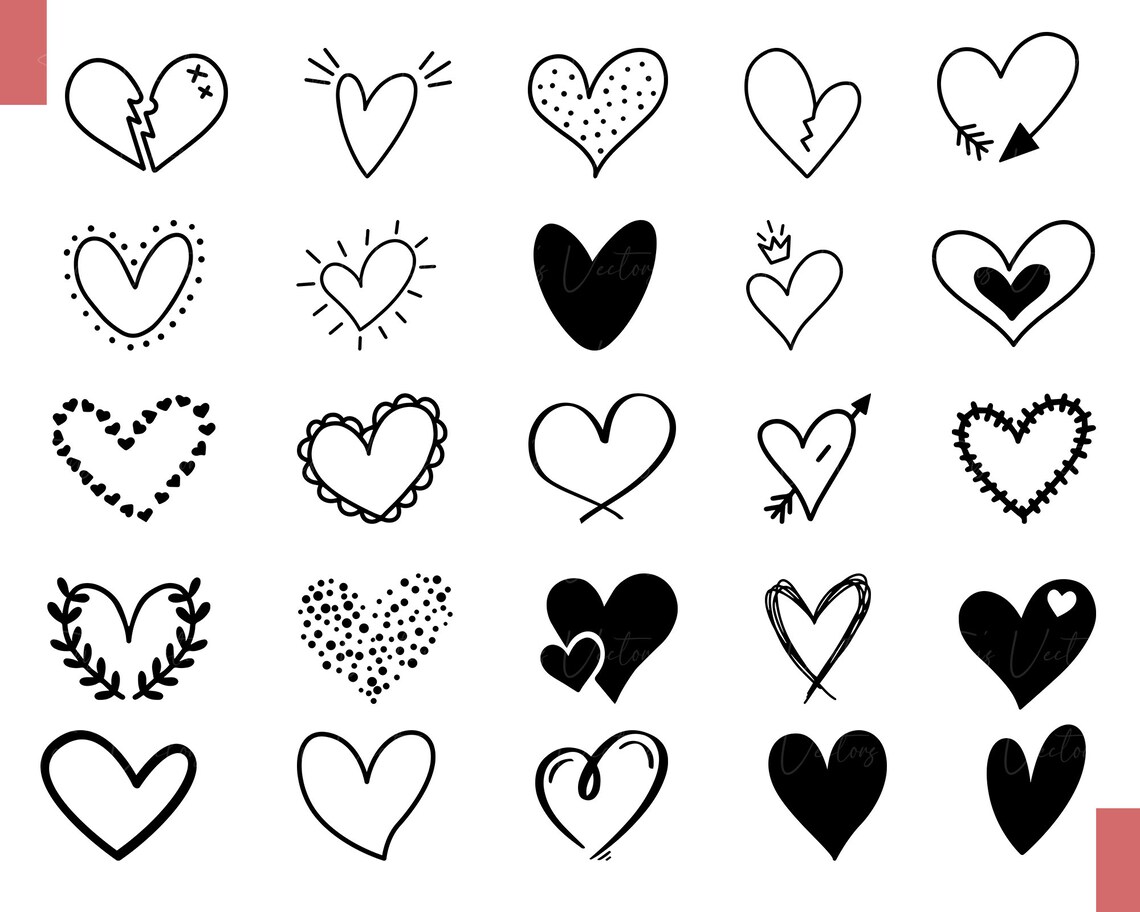 Heart SVG Hand Drawn Heart Svg Heart Clipart Heart Doodle - Etsy