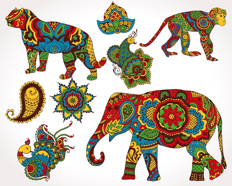 Ethnic Animals SET Ethnic Elephant Svg Hamsa Svg Animal - Etsy