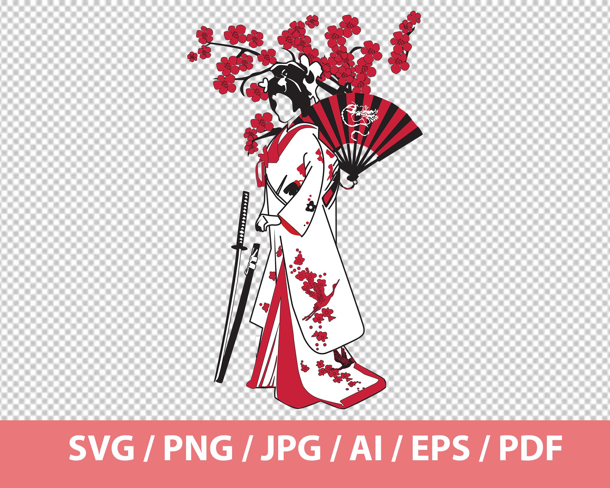 Samurai Geisha Girl Geisha Woman SVG Samurai Sword - Etsy