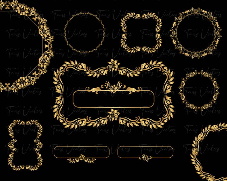 65 Golden Frame and Elements SET - Frame Svg, Decorative Elements, Leaf ...