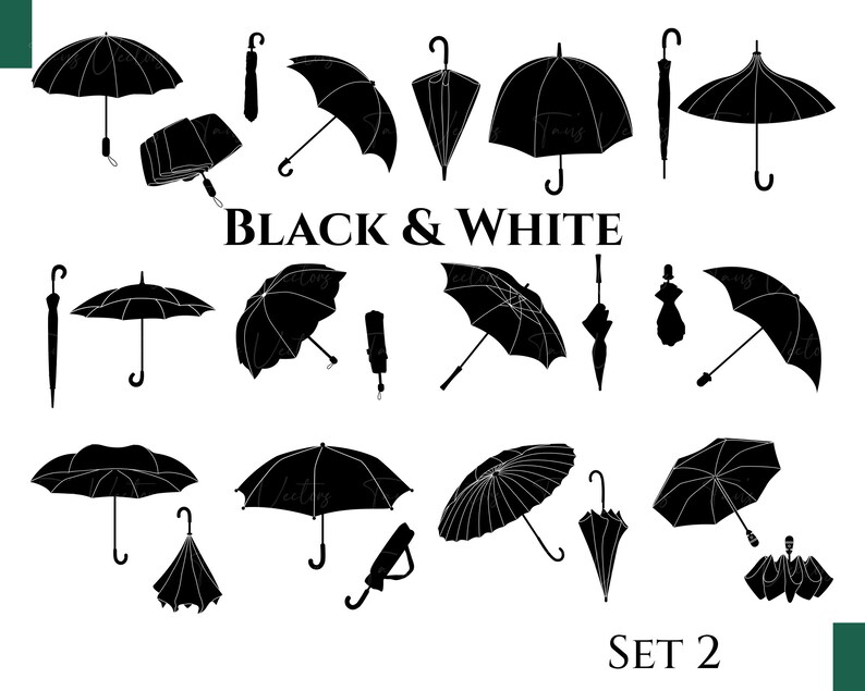 Umbrella Collection SET - Umbrella Svg, Umbrella Silhouette, Editable ...