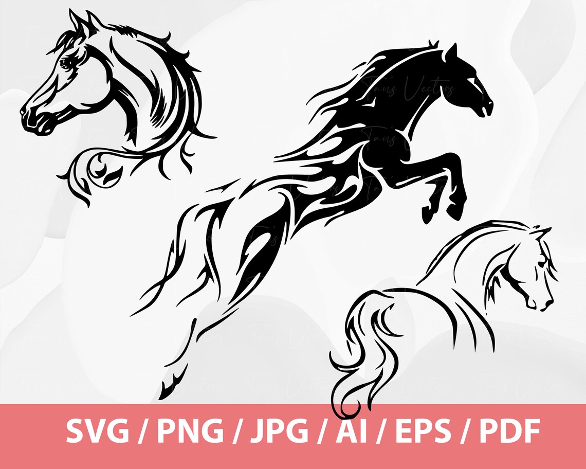 HORSE SILHOUETTE Horse SVG Horseshoe Svg Horse Head Svg - Etsy