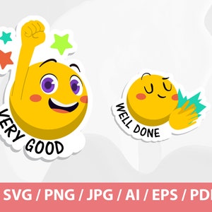 Digital Cartoon Good Job Great Well Done Very Good Job Stickers - Funny ...