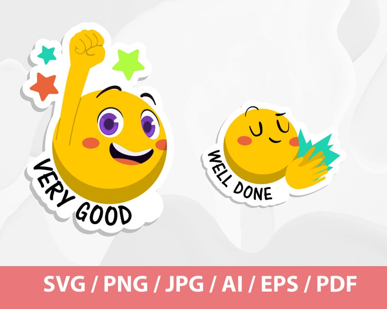 Digital Cartoon Good Job Great Well Done Very Good Job | Etsy