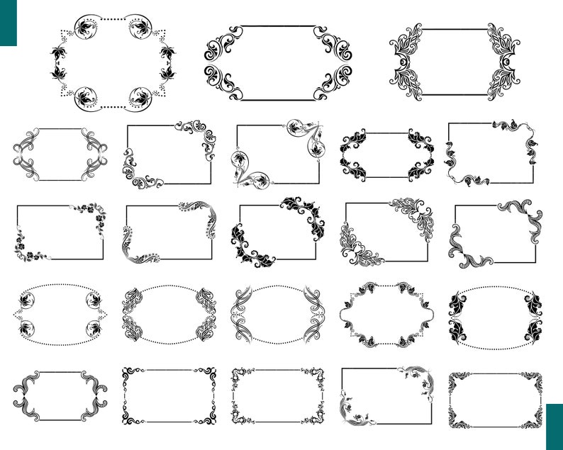 Decorative Frame SVG - Rectangle Frame Svg, Frame Svg, Floral Frame Svg ...