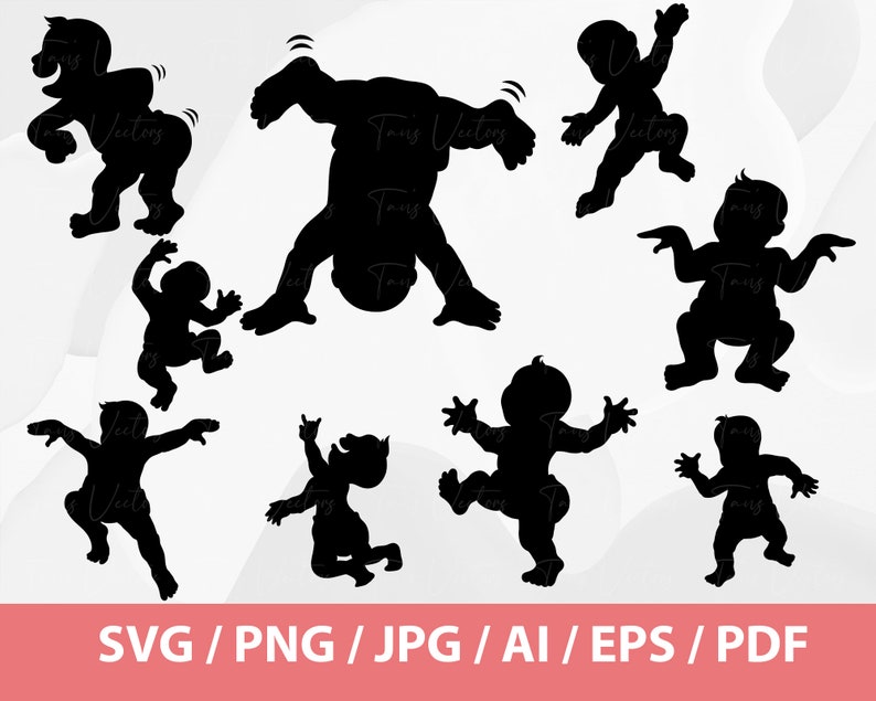 Baby Crawling SVG Baby Dancing Silhouette Baby Svg Baby - Etsy