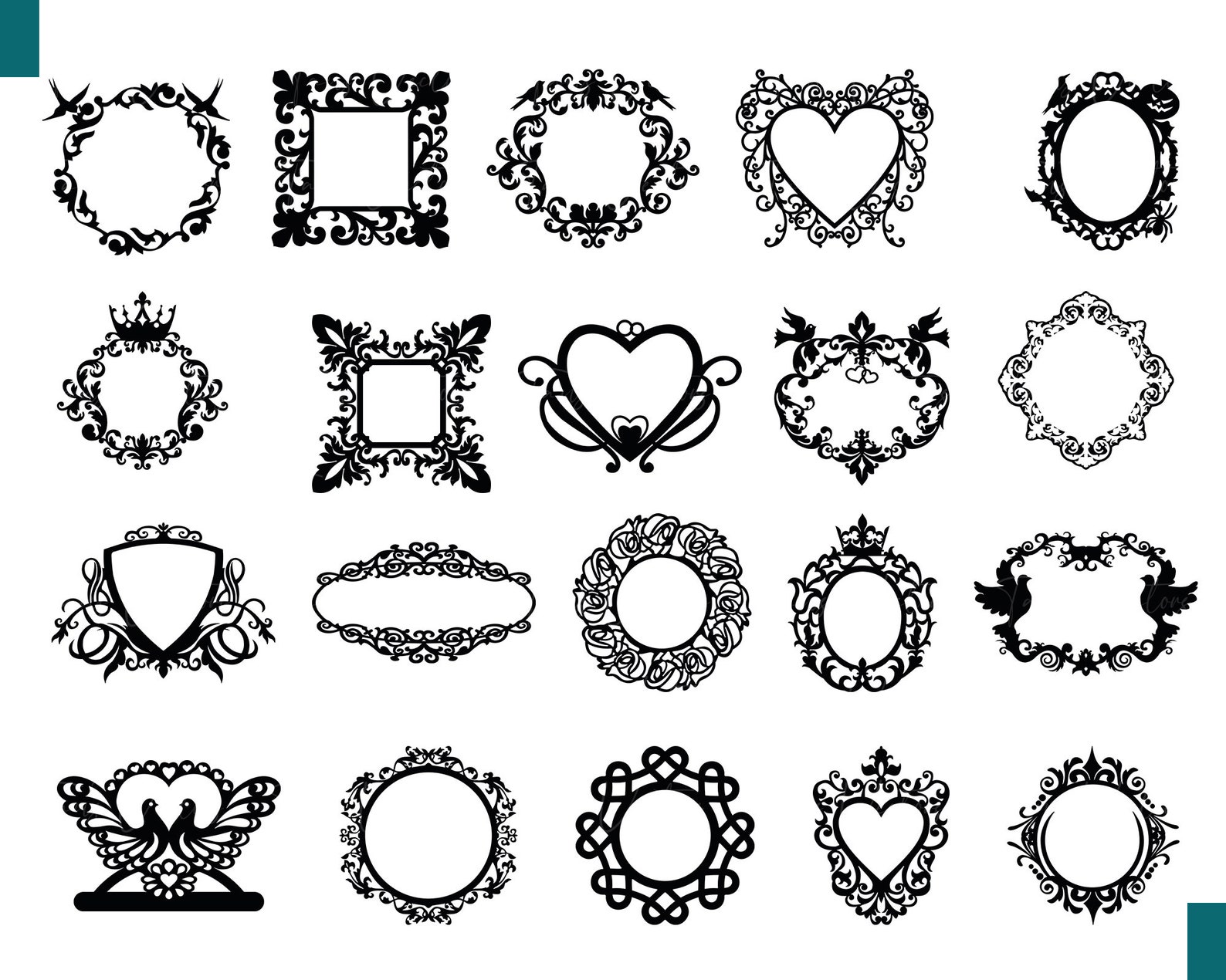 Vintage Mirror Frames Set Mirror Frame Svg, Frame Svg, Monogram Frame ...