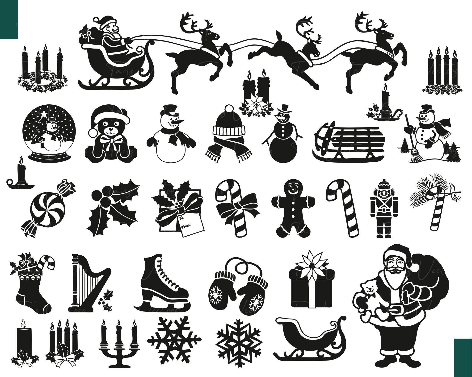 Elementos navideños SVG Símbolos navideños Imágenes - Etsy España