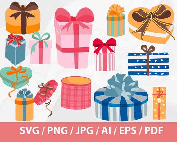 Giftbox Collection SVG Happy Birthday Gift Boxes Christmas - Etsy