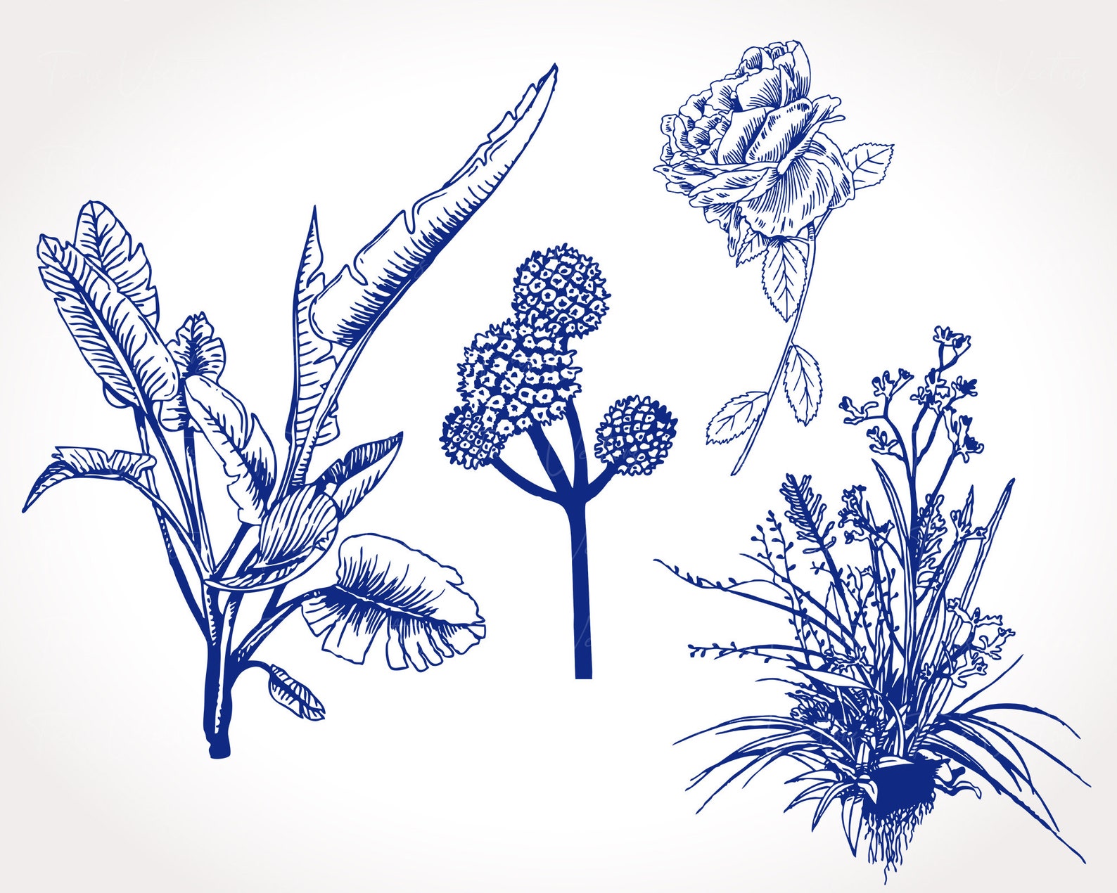 Flowers Collection Set - Flowers Svg, Rose Svg, Floral Svg, Botanical ...