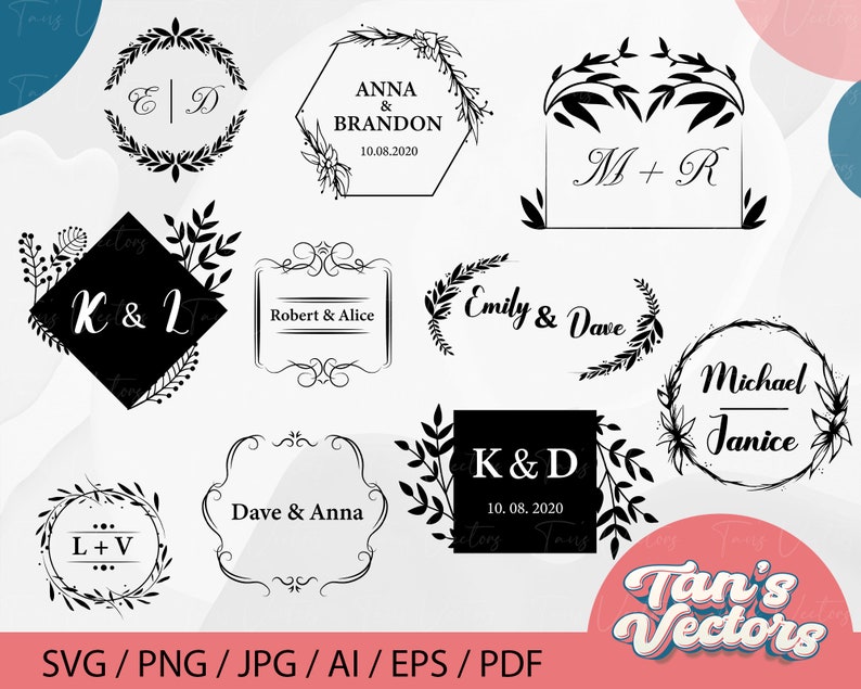 Wedding Monogram Svg Bundle Monogram Svg Split Monogram - Etsy