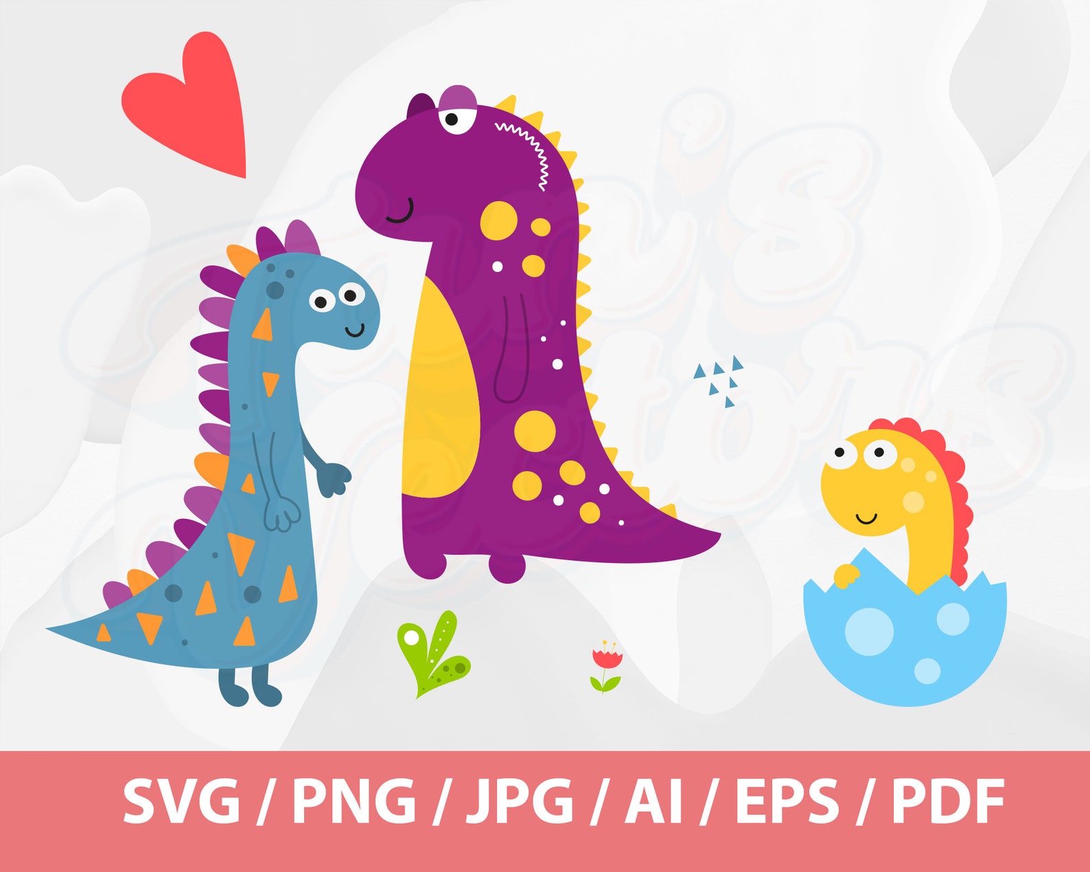 Cute Dinosaurs Clipart Dino SVG Baby Dino Clip Art Nursery - Etsy