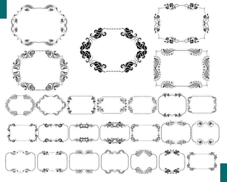 Decorative Frame SVG - Rectangle Frame Svg, Frame Svg, Floral Frame Svg ...