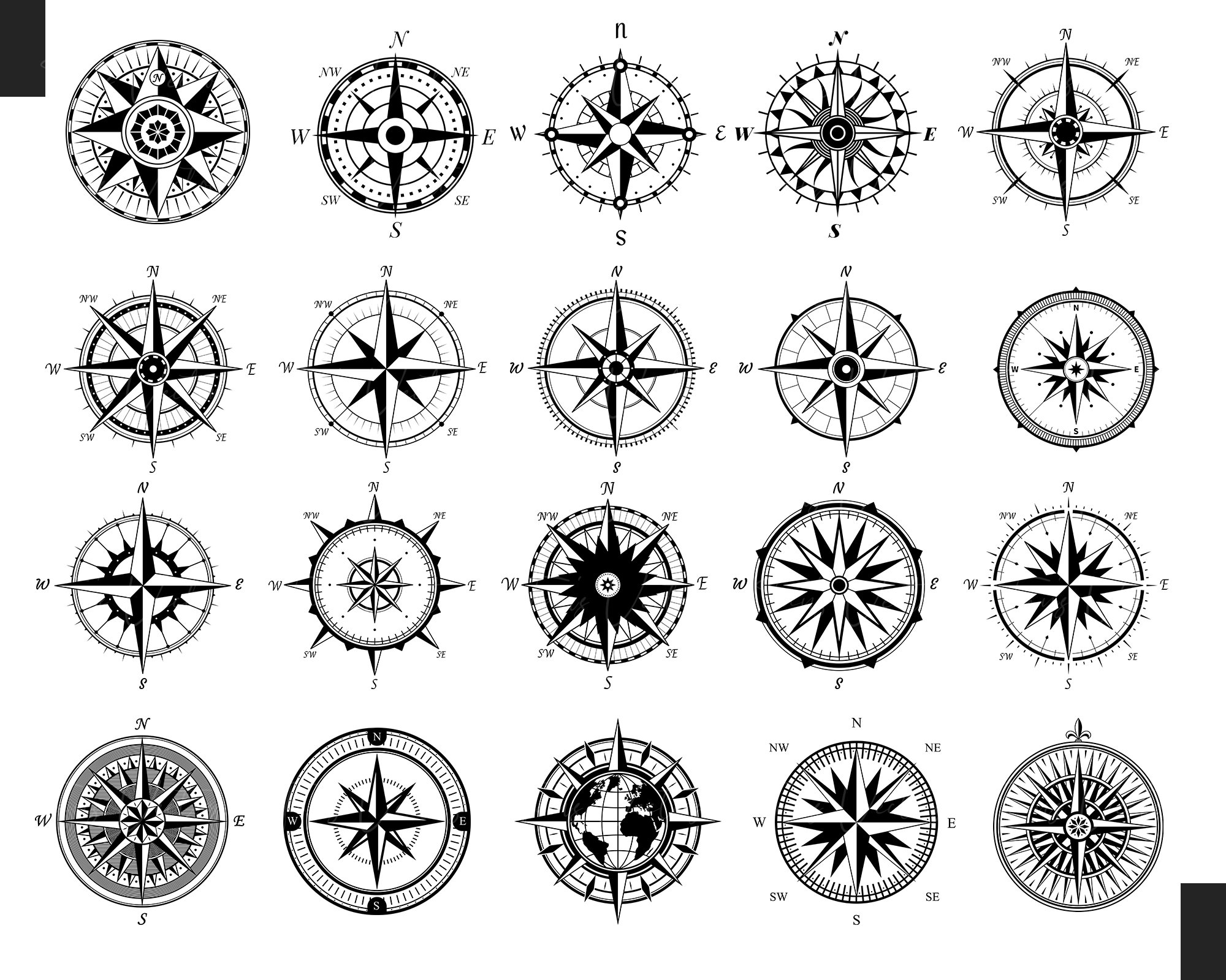 Compass Collection Set Compass SVG Nautical Compass - Etsy Canada