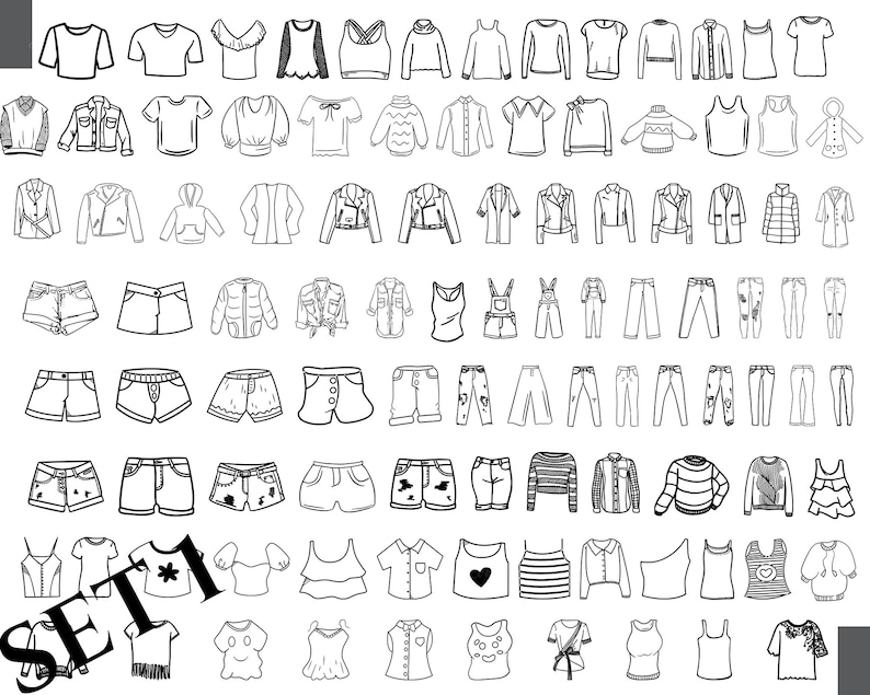 Woman Clothes Collection Set - Clothes Svg, Clothing Svg, Clothes ...