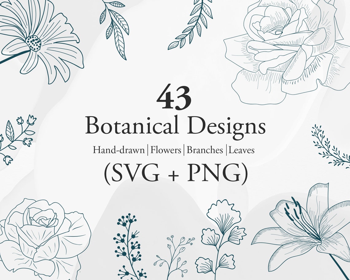 43 Botanical Designs Wildflowers Svg Floral Svg Plant Svg - Etsy