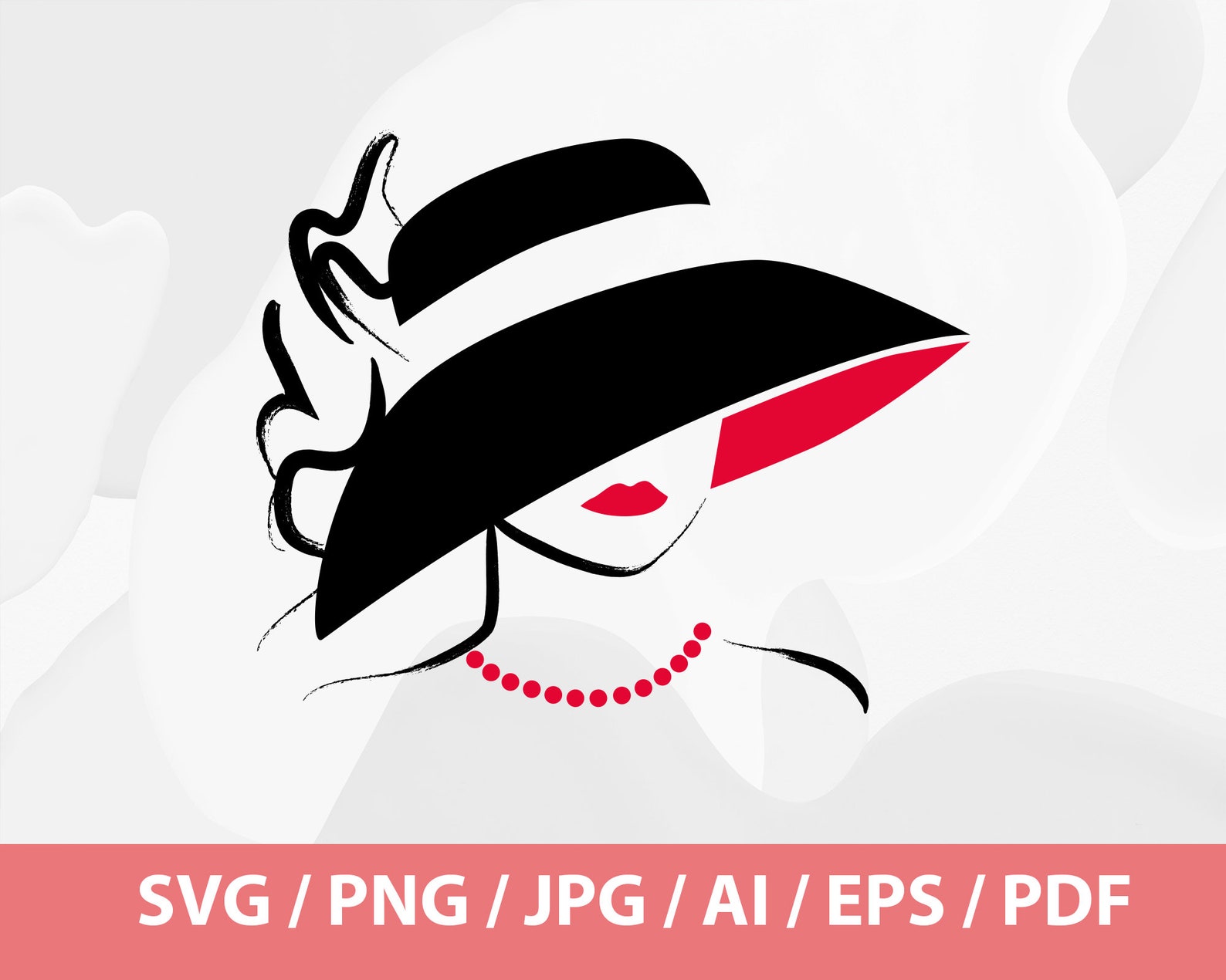 Lady Beauty - Woman With Hat Svg, Women Face Png,, Woman in Red, Woman ...