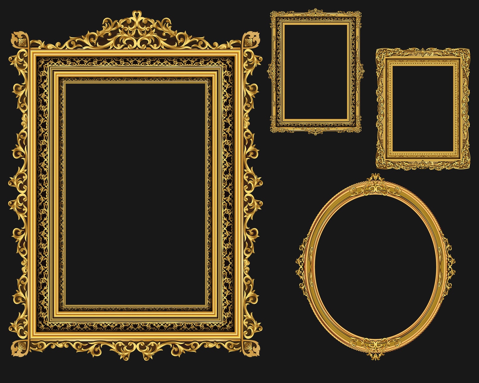 Gold Frames Set Clipart Vintage Antique Ornamental Frames - Etsy