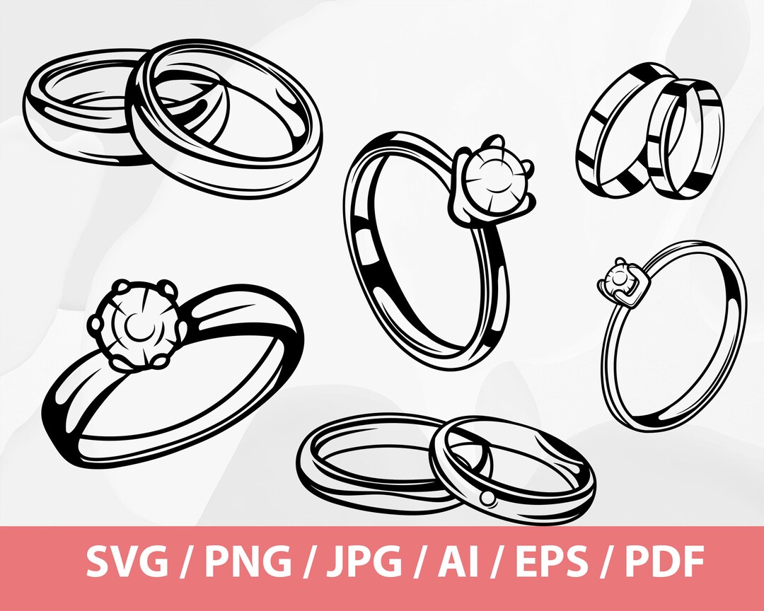 Diamond Rings Bundle of Wedding - Diamond Engagement Ring Svg, Bride ...