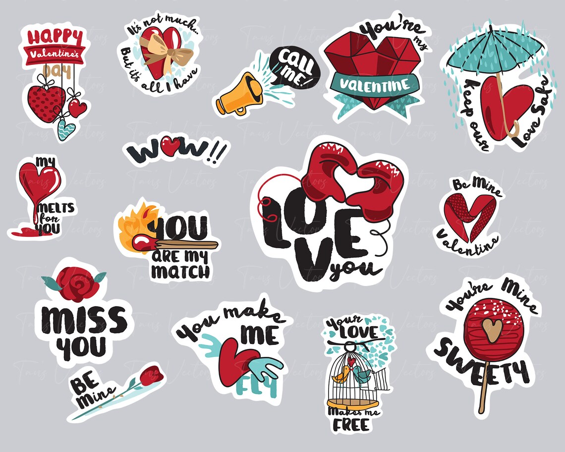 Love Stickers SET 1 - Hand Lettered, Cute Love Sticker Png, Love You ...
