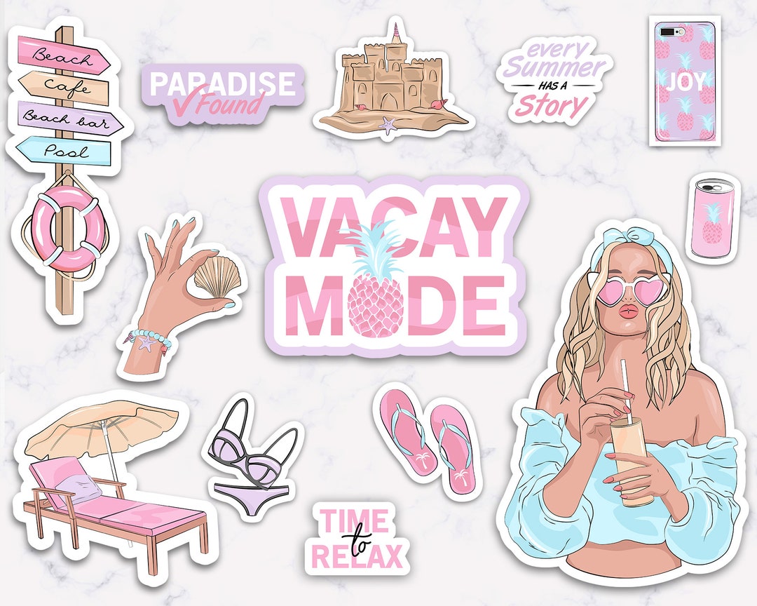 Vacation Stickers Set - Every Summer Has a Story, Vacay Mode, Girl ...