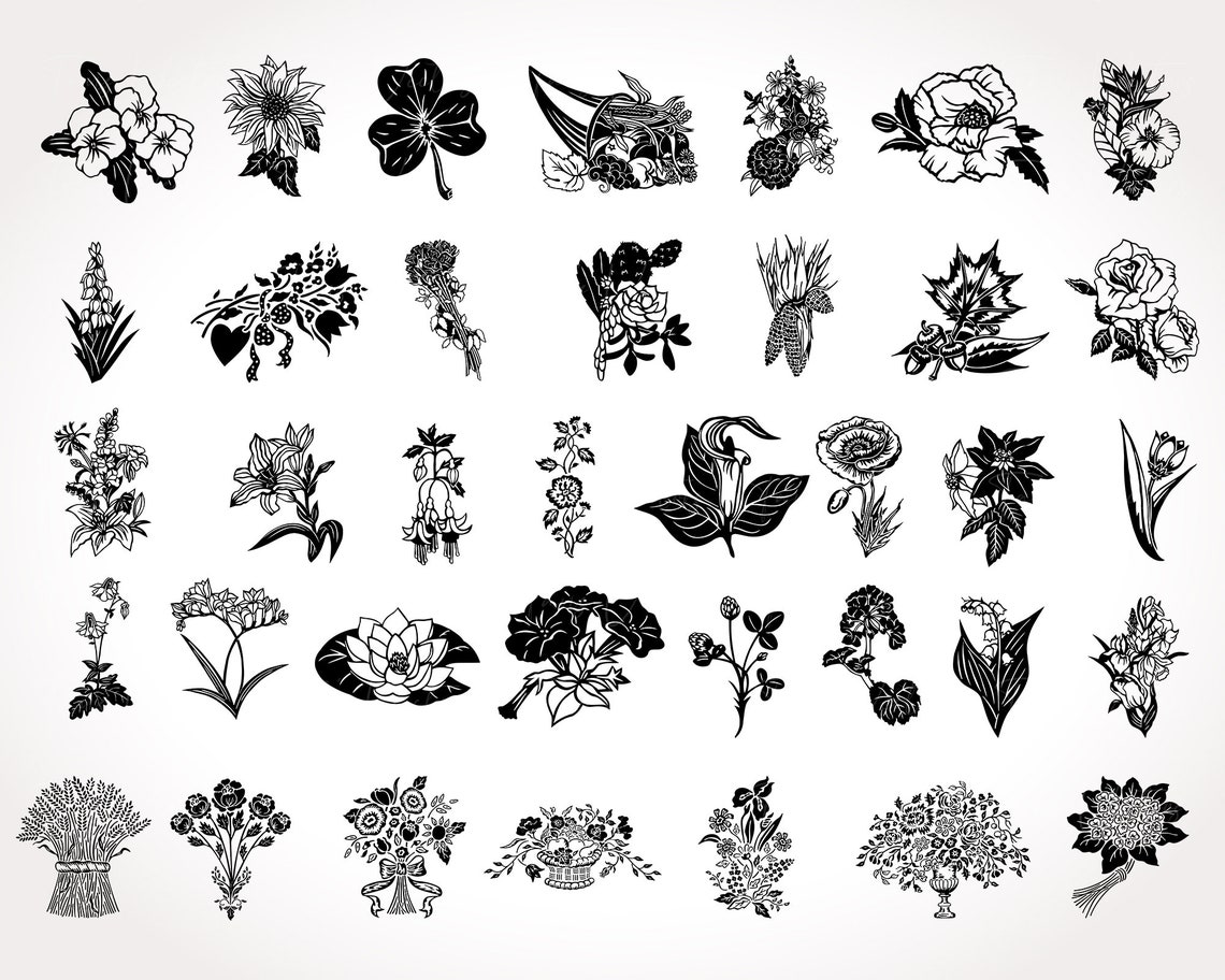 Flower SVG Floral Svg Botanical Svg Daisy Rose Lily Svg - Etsy